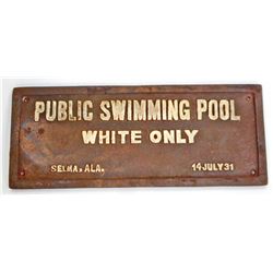 BLACK AMERICANA CAST IRON SEGREGATED SWIMMING POOL SIGN