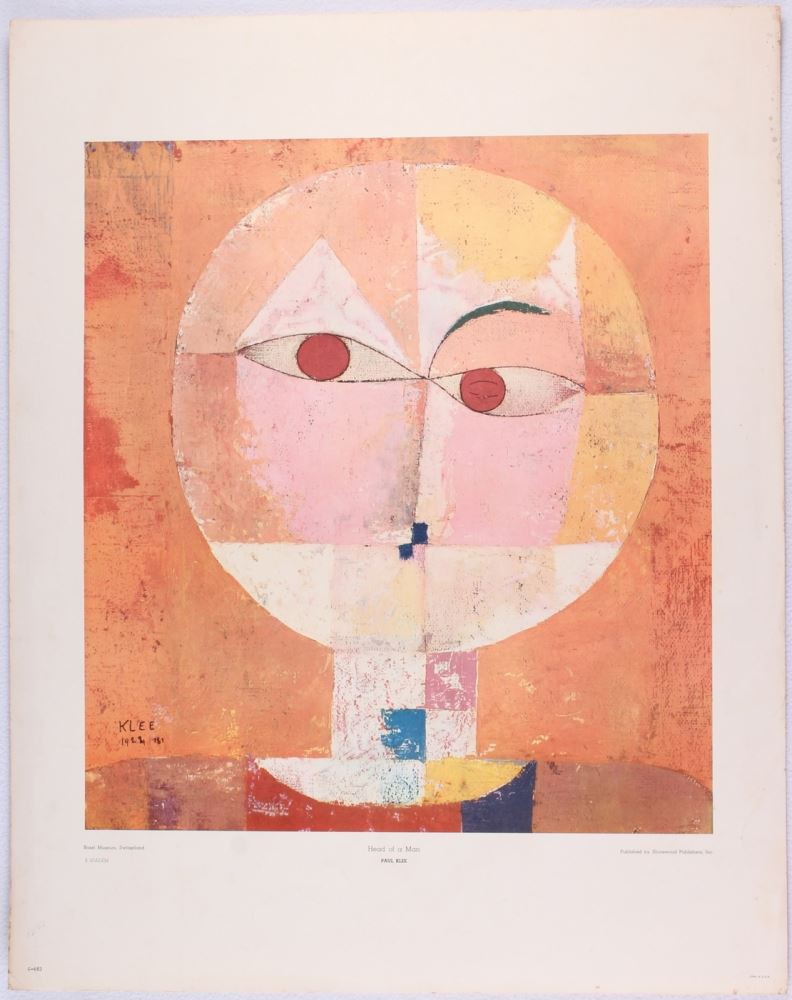 Paul Klee "Head of a Man" Vintage 1960s 22x28 LE Official Authorized ...