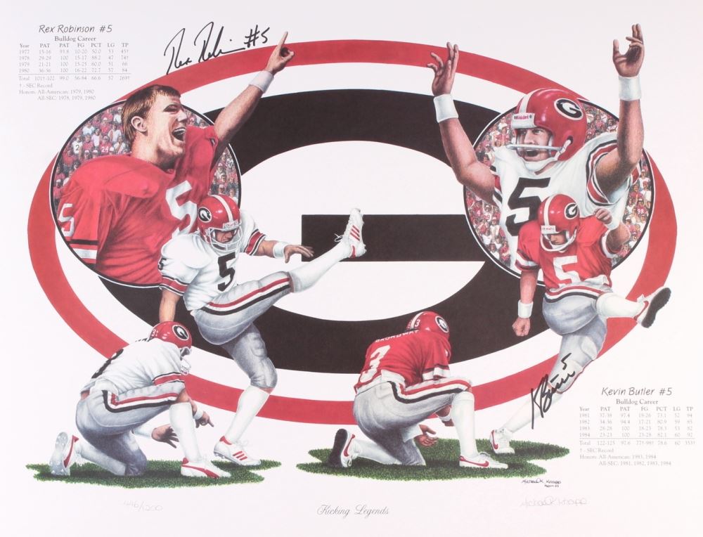 Kevin Butler & Rex Robinson Signed 16x21 Georgia "Kicking Legends" LE ...