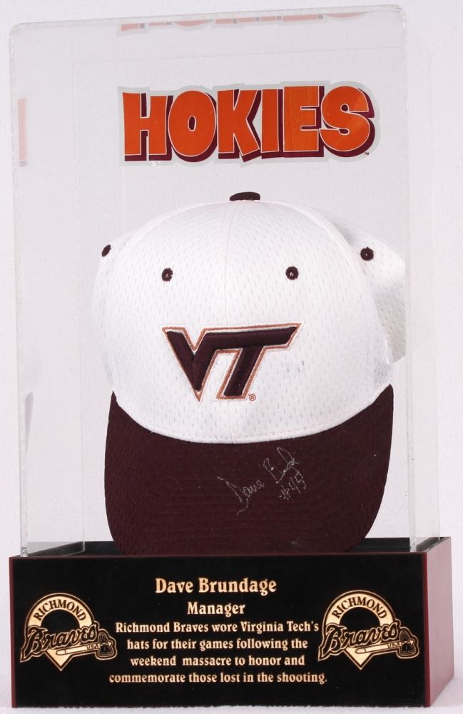 Dave Brundage Signed & Game Worn Virginia Tech Fitted Hat with Display ...