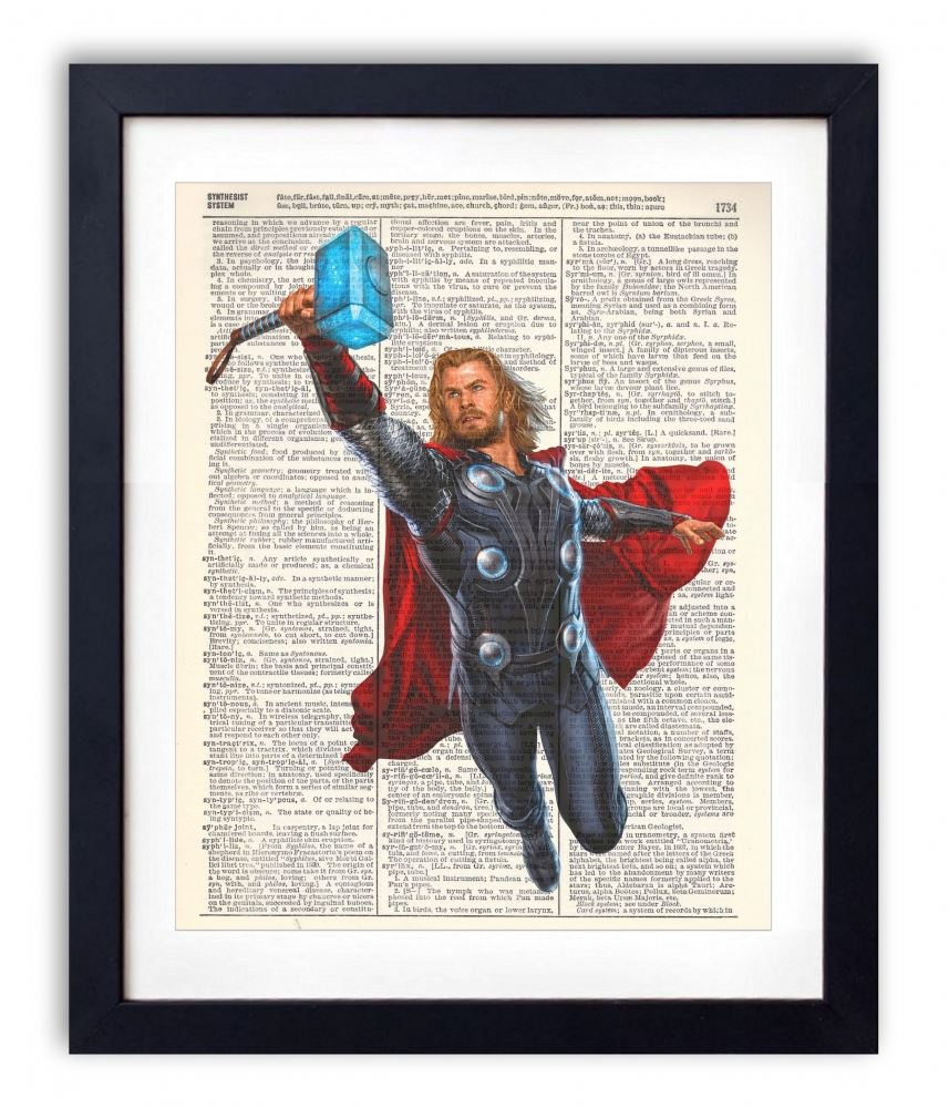 "Thor" Marvel Avengers Original Antique Dictionary Page Art Print ...