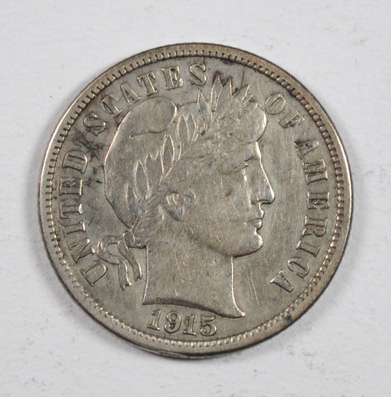 1915-S BARBER DIME, VF