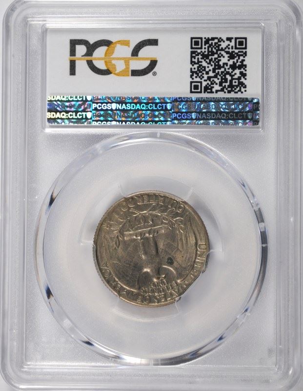 1965 WASHINGTON QUARTER MINT ERROR, CLIPPED PLANCHET, PCGS AU-58