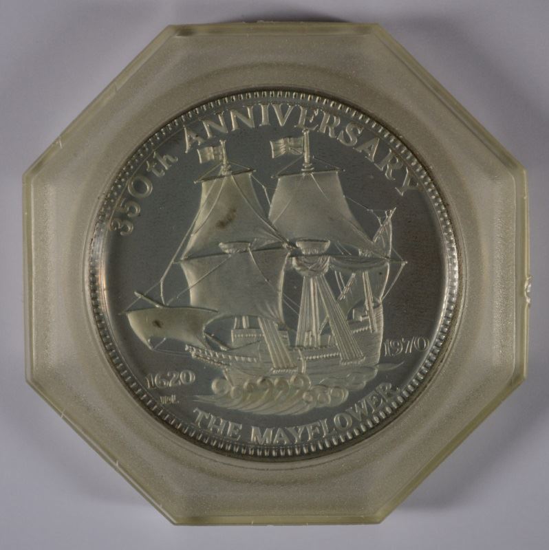 350th ANNIVERSARY THE MAYFLOWER STERLING PROOF COIN by FRANKLIN MINT