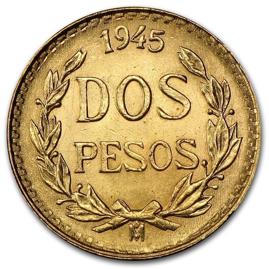 1945 Mexican Gold Dos Pesos AGW .0482