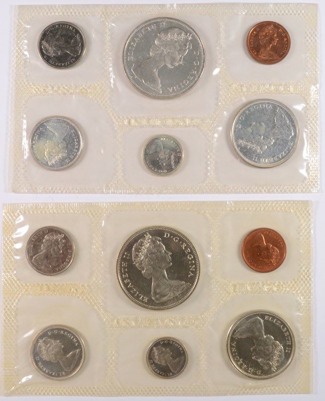 ( 2 ) 1965 CANADIAN PROOF SETS, GEMS! HAS SILVER COINS