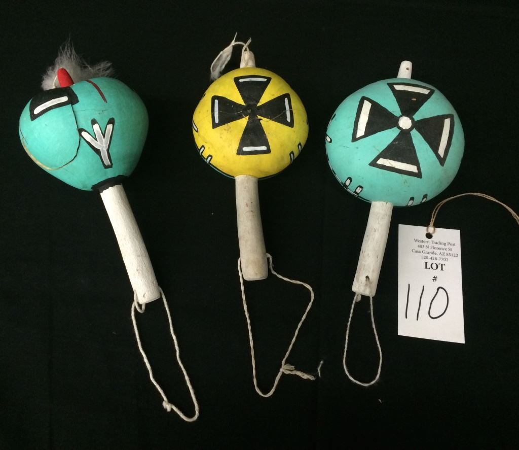 Group of 3 Hopi Gourd Rattles