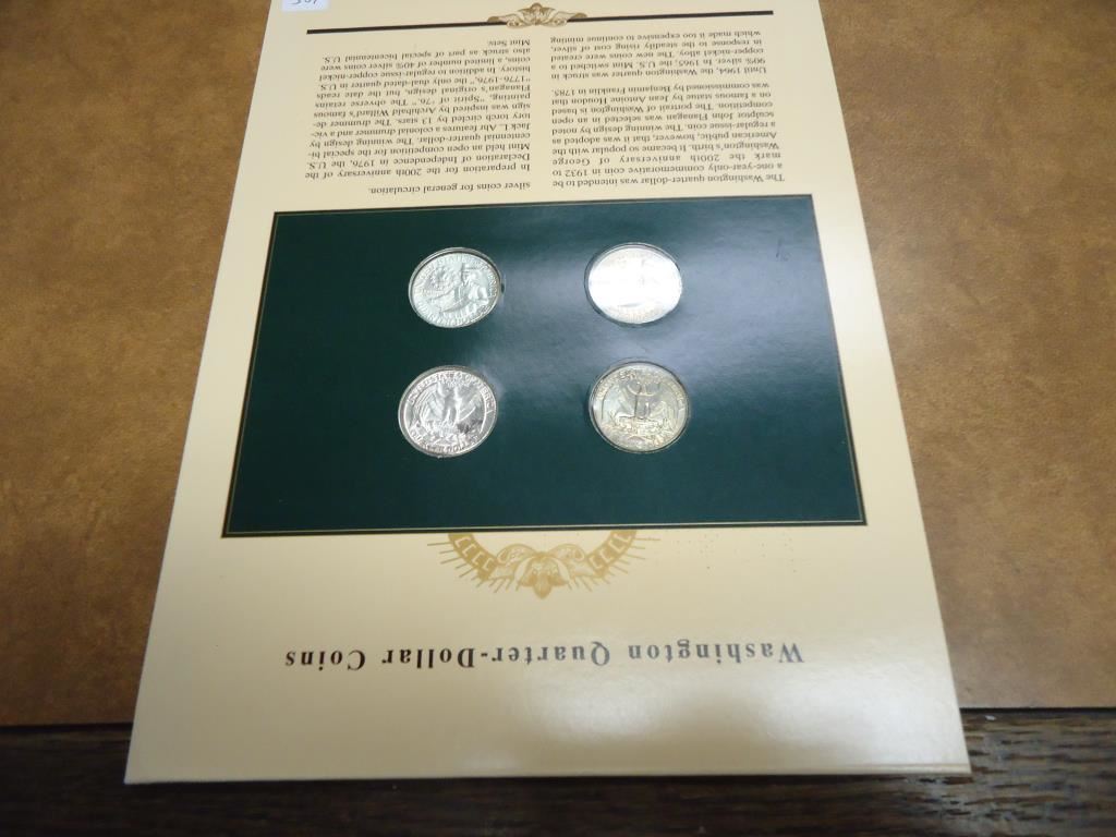WASHINGTON QUARTER & STAMP SET CONTAINS:1-90% SILVER, 1-40% SILVER AND ...