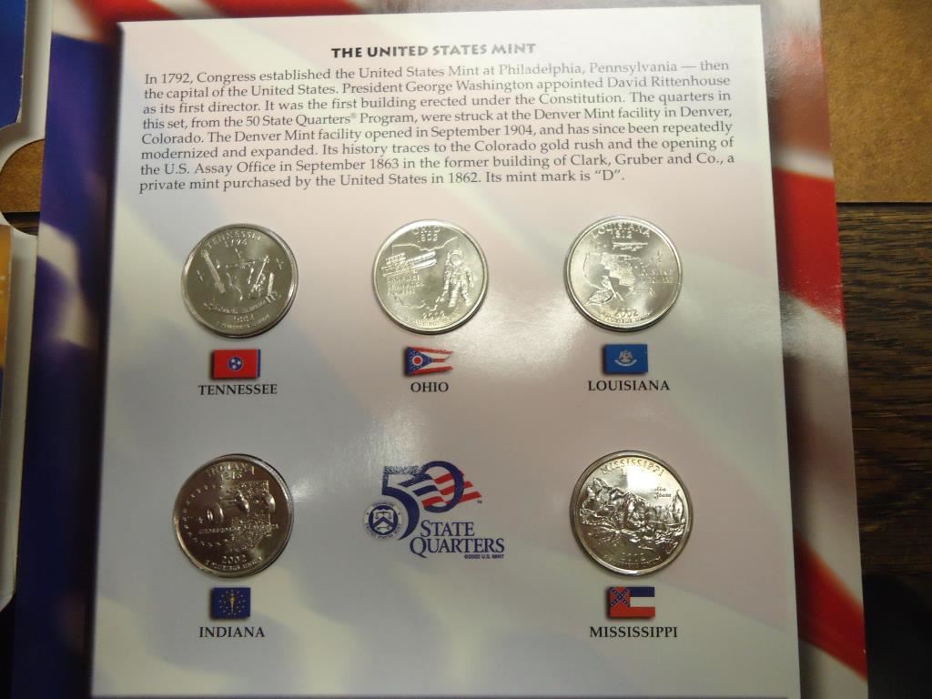 2002 50 STATE QUARTERS & EURO COIN COLLECTION CONTAINS: ALL 5 US 50 ...