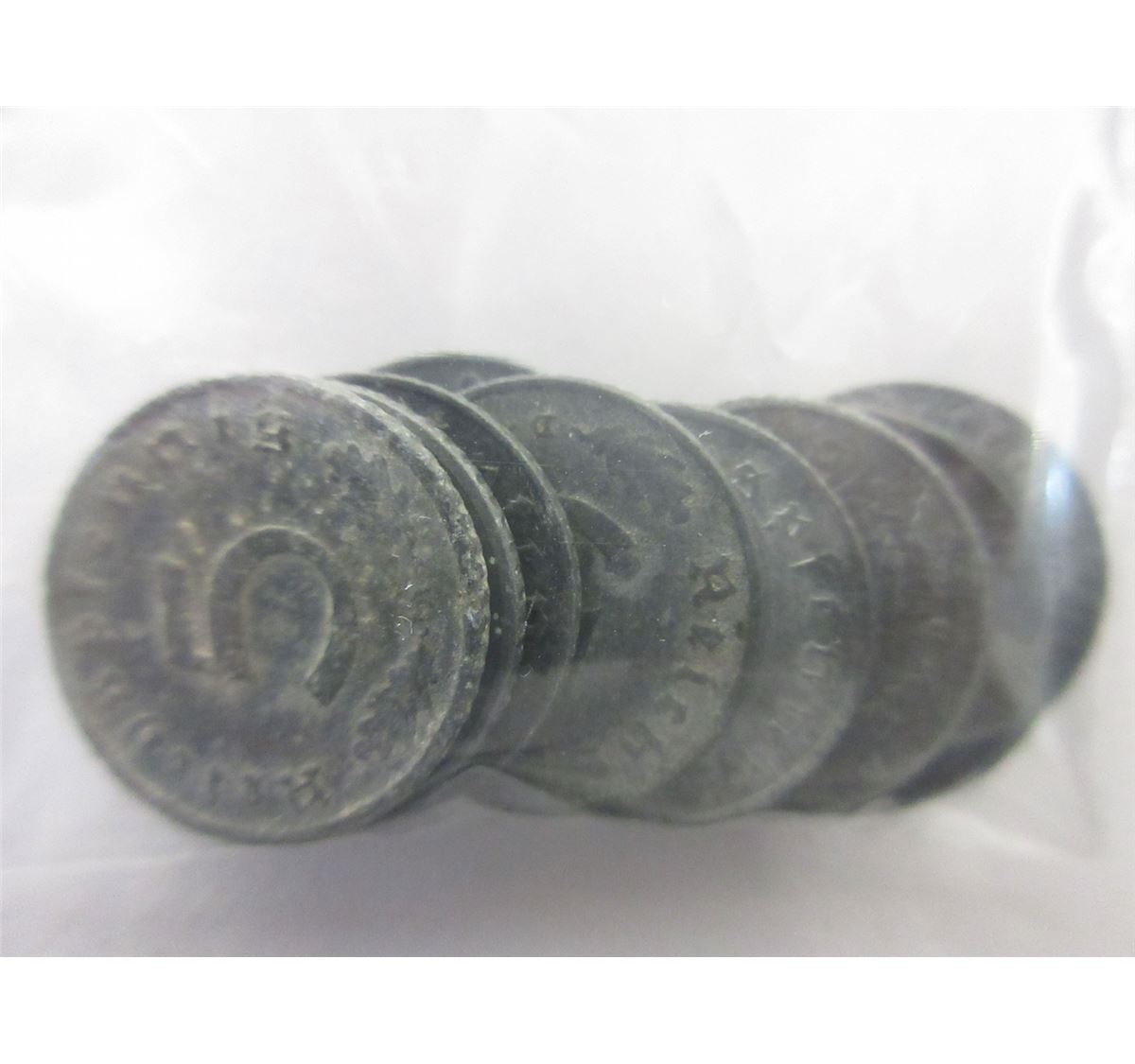 10 WWII Nazi German Eagle & Swastika zinc coins