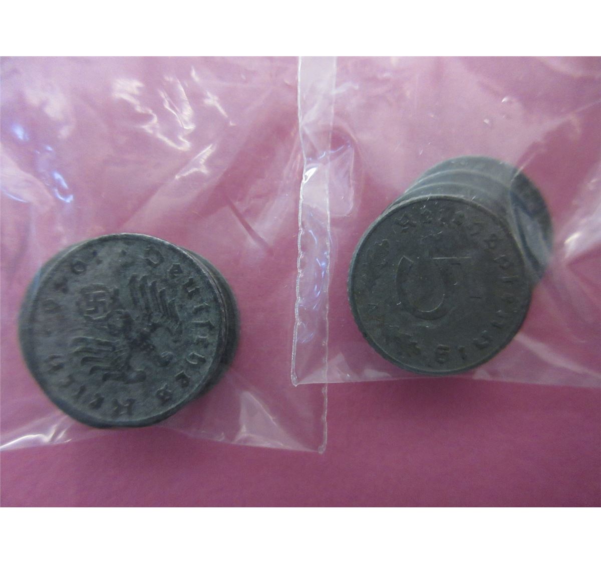 10 WWII Nazi German Eagle & Swastika zinc coins