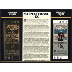 Commemorative Super Bowl IX Score Card With 22 Kt Gold Ticket: Steelers ...