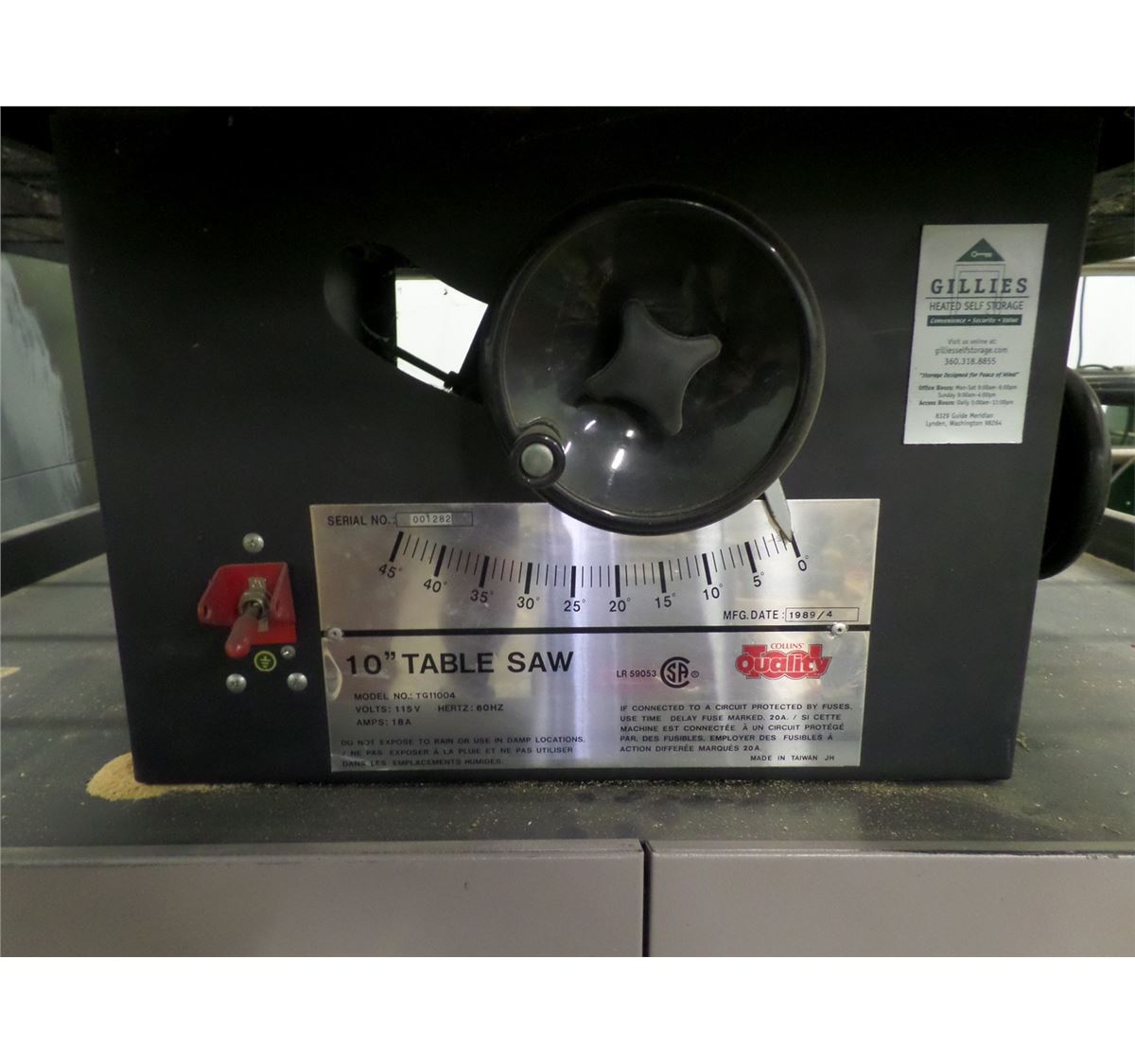 COLLINS 10" TABLE SAW ON STAND