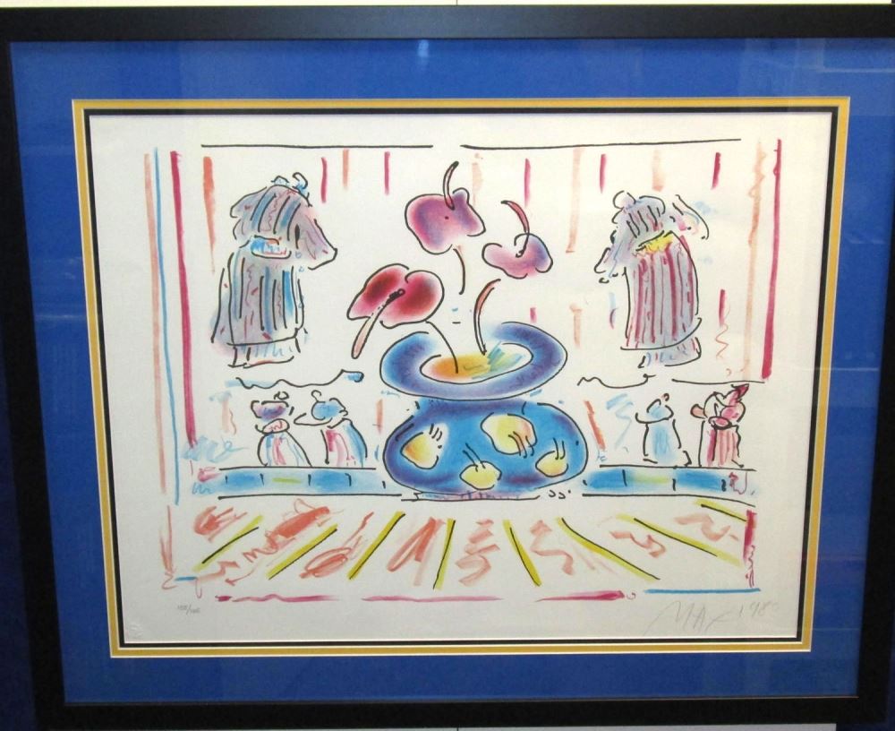 Peter Max Signed Flower Pot Limited Edition Custom Framed Lithograph on ...