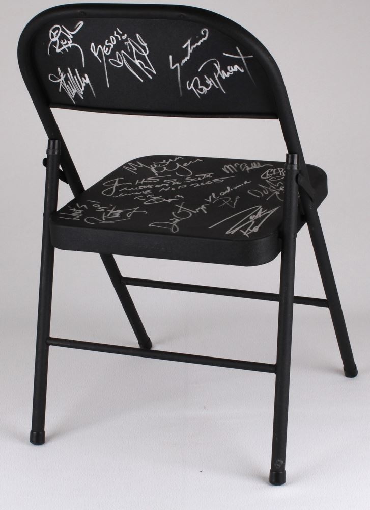 WWE Black Folding Chair Signed by (15) with Brie Bella, Nikki Bella ...