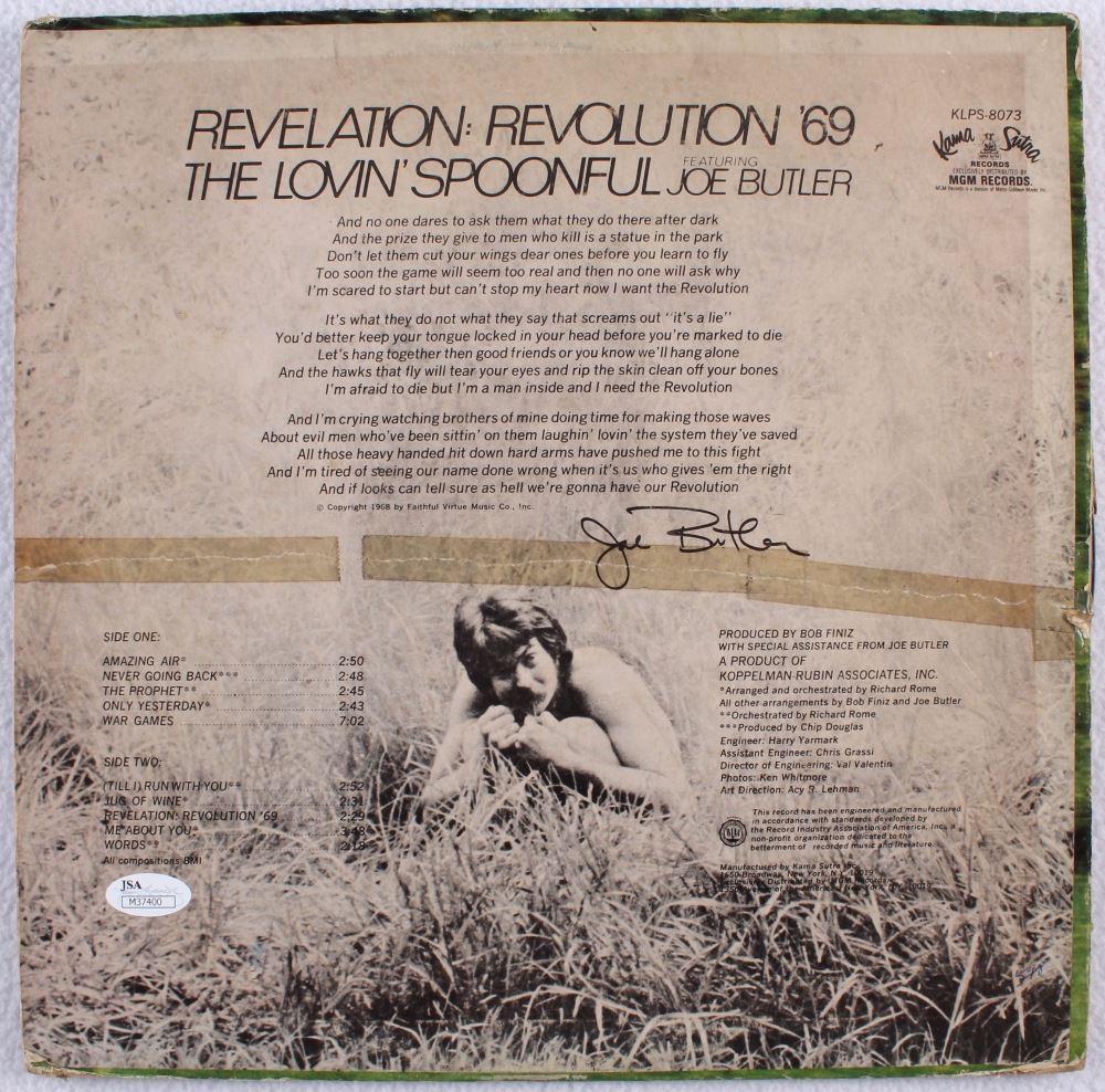 Steve Boone, John Sebastian, Joe Butler, & Jerry Yester Signed ...