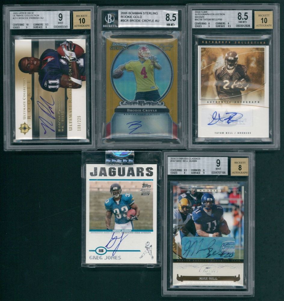 Lot of (5) Autograph Insert Cards with Tatum Bell, Brodie Croyle ...