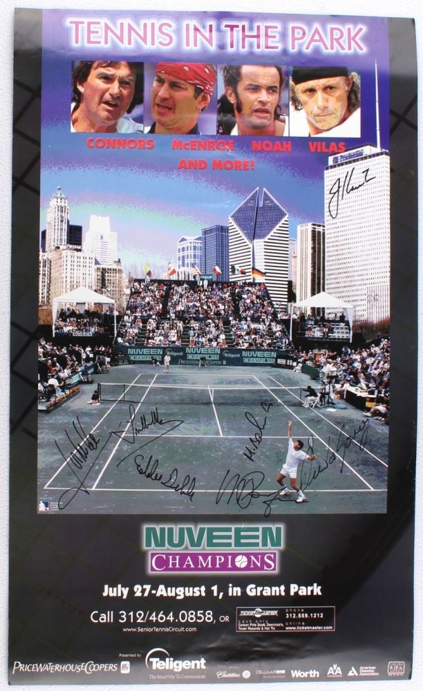 Tennis Champions 18x30 Poster with (7) Signatures Including Guillermo ...