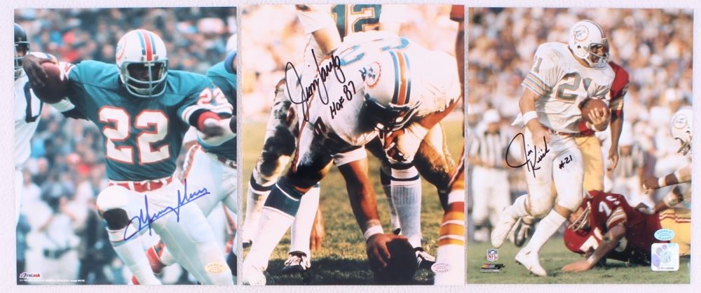 Lot of (3) Dolphins 8x10 Signed Photos With Mercury Morris, Jim Langer ...