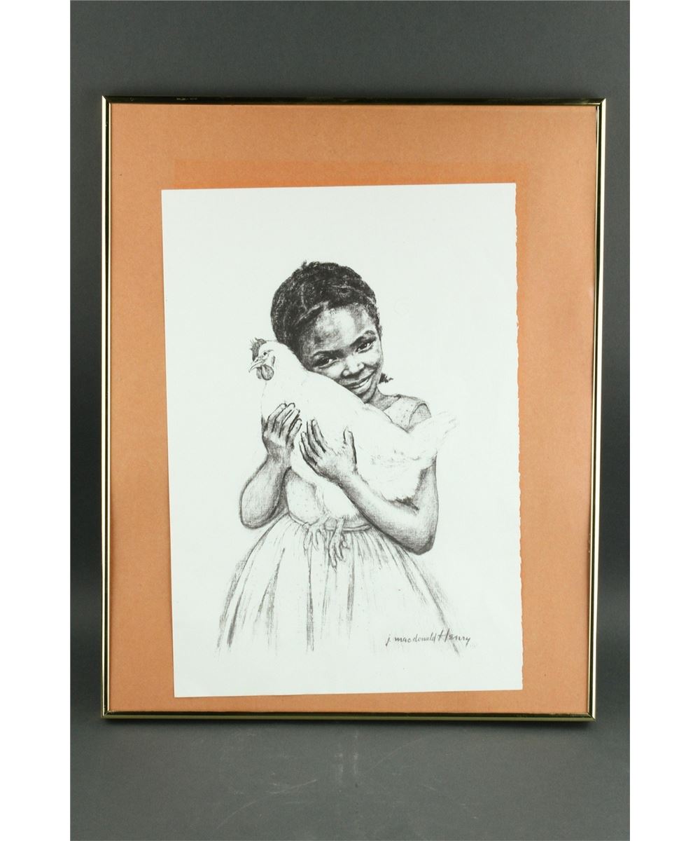 Pencil Sketch J Macdonald Henry Framed Jamaica