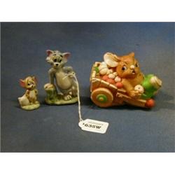 2 Wade figures of Tom the Cat and Jerry the Mouse and a Pendelfin ...