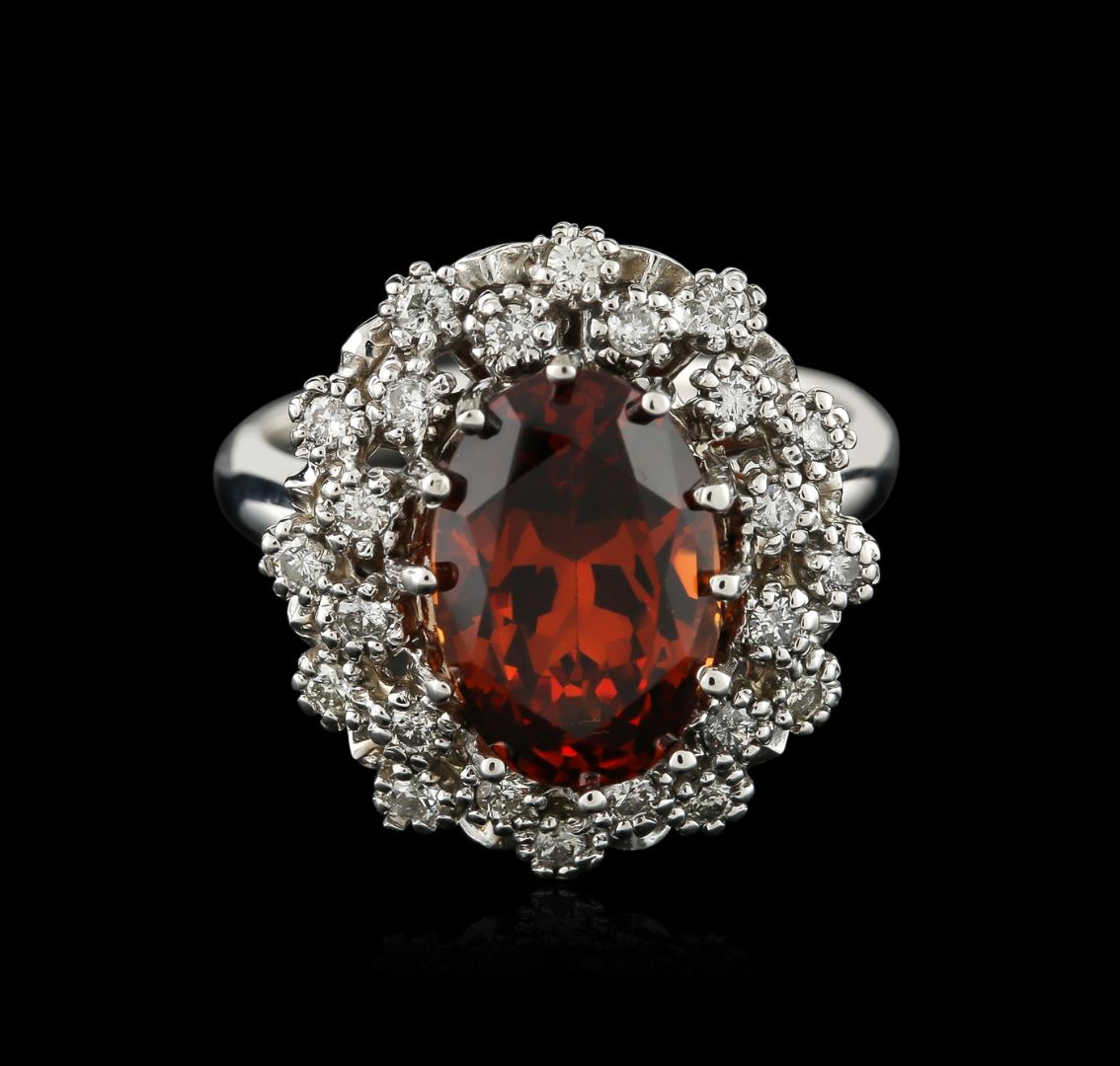 14KT White Gold 4.97ct Garnet and Diamond Ring