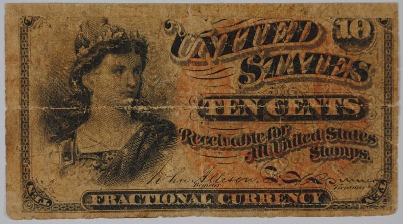 1863 TEN CENT US FRACTIONAL NOTE
