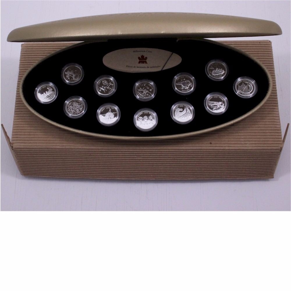 1999 Canada Proof Millennium 12-coin Quarter set issued by the RCM