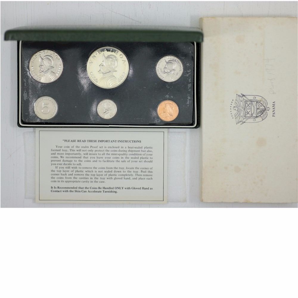 1974 Republic of Panama Proof 6-Coin Set with presentation case and COA.