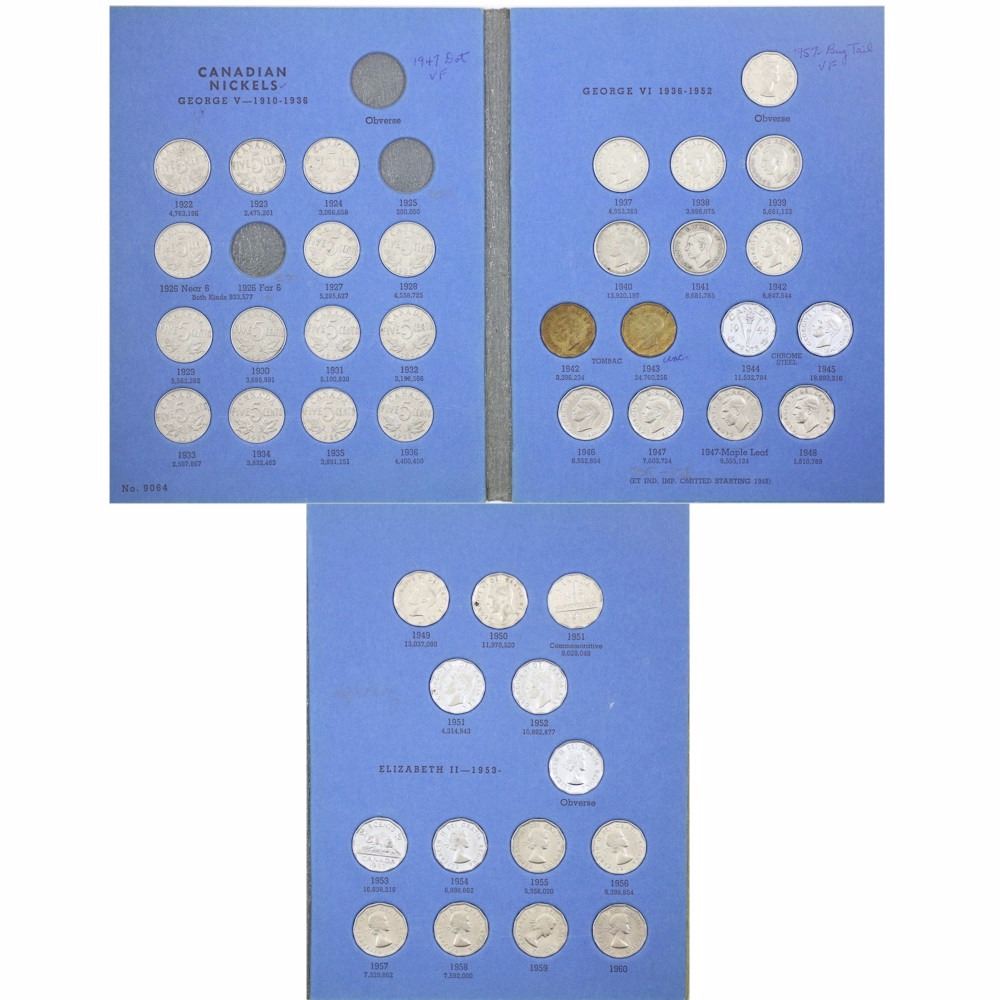 Canadian Nickel Collection 1922 to 1960 in Blue Whitman Book (only ...
