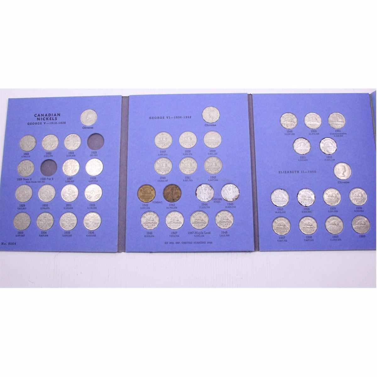 Canadian Nickel Collection 1922 to 1960 in Blue Whitman Book (only ...