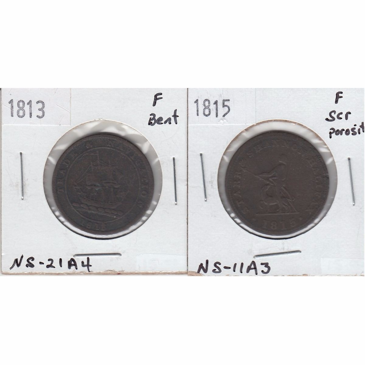 1813 Trade and Navigation & 1815 Star and Shannon Nova Scotia Half ...