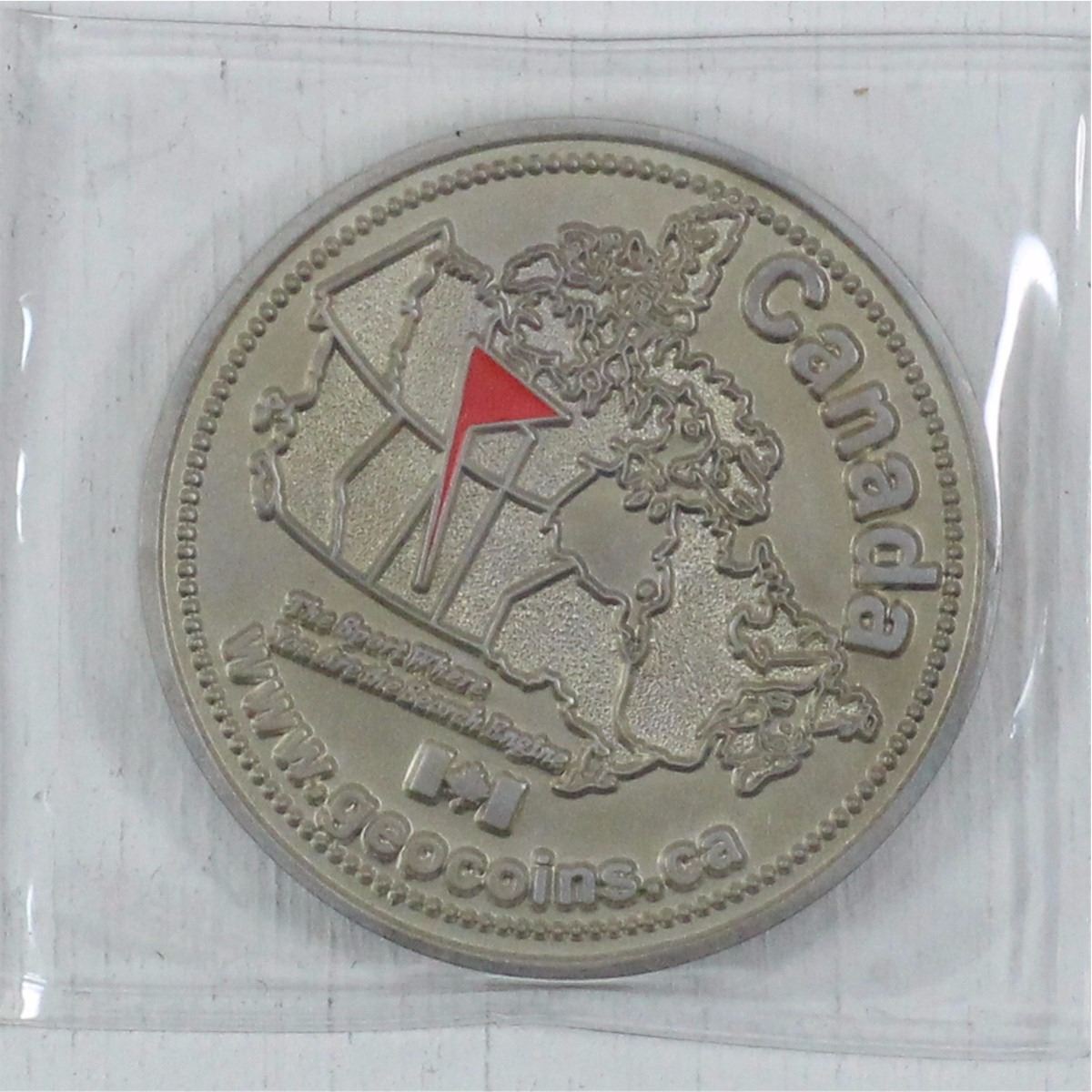 Canadian Caches from EH to ZED Geo tracking coin. Diameter 37mm