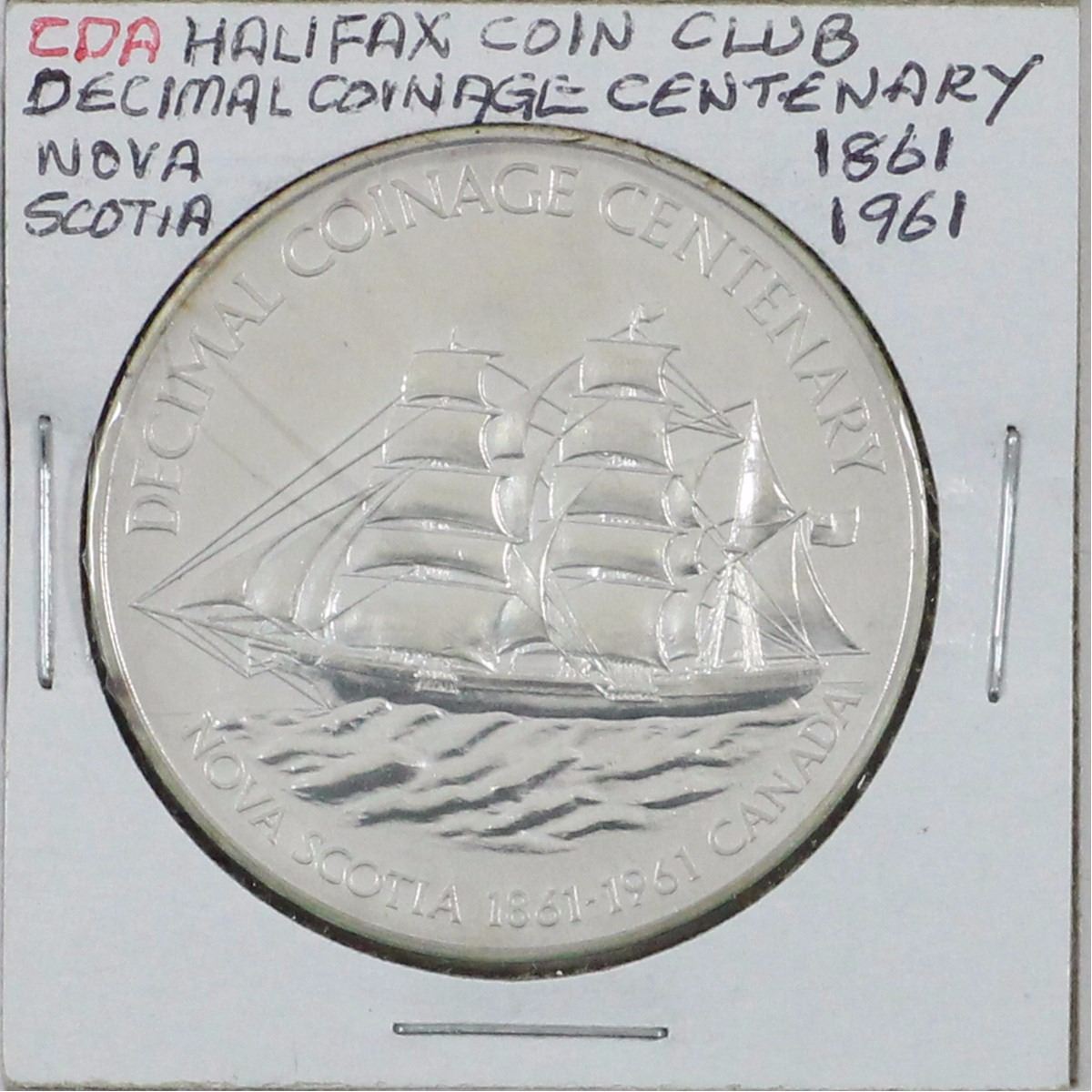 1961 Halifax coin club decimal coinage centenary Medal. Diameter 39mm