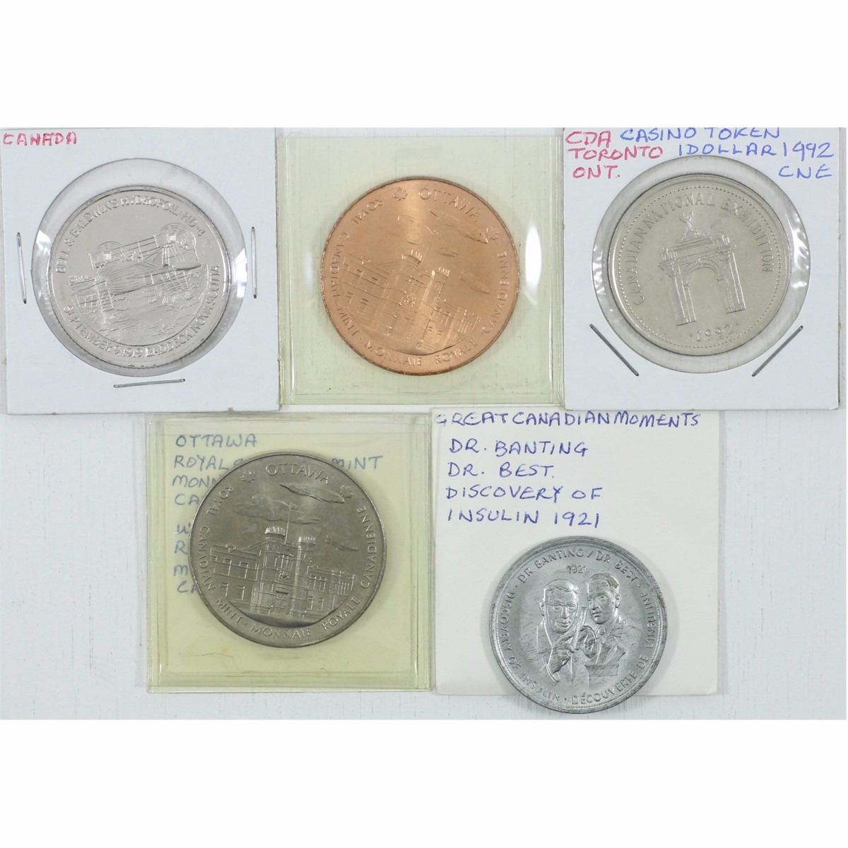 Group lot of Canada Tokens; Canadian National Exhibition 1992 One ...