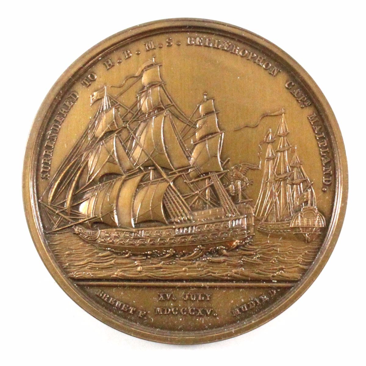 Napoleon Bronze Medallion. Surrender in Bellerphon 1815 Great Britain ...