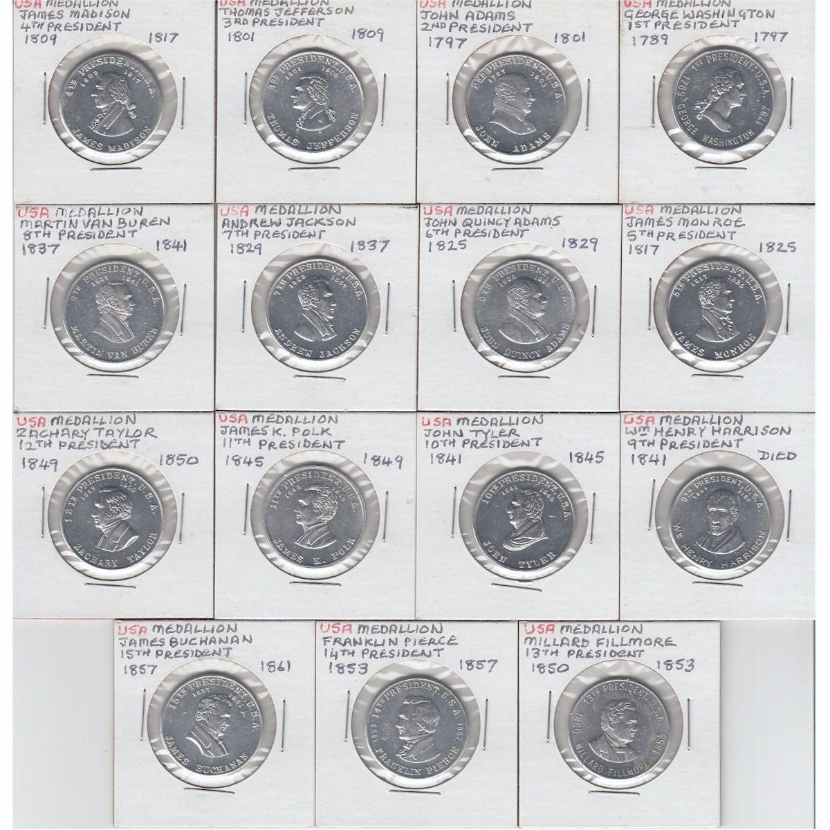 Estate Lot of United States Presidential Aluminum Tokens. You will ...
