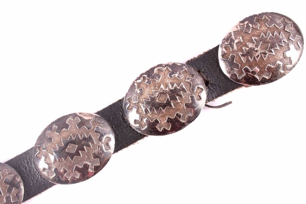 Navajo Sterling Silver Cocho Belt by Elmer Kee