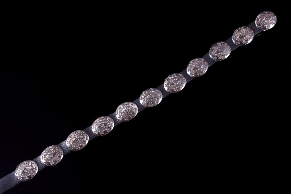 Navajo Sterling Silver Cocho Belt by Elmer Kee