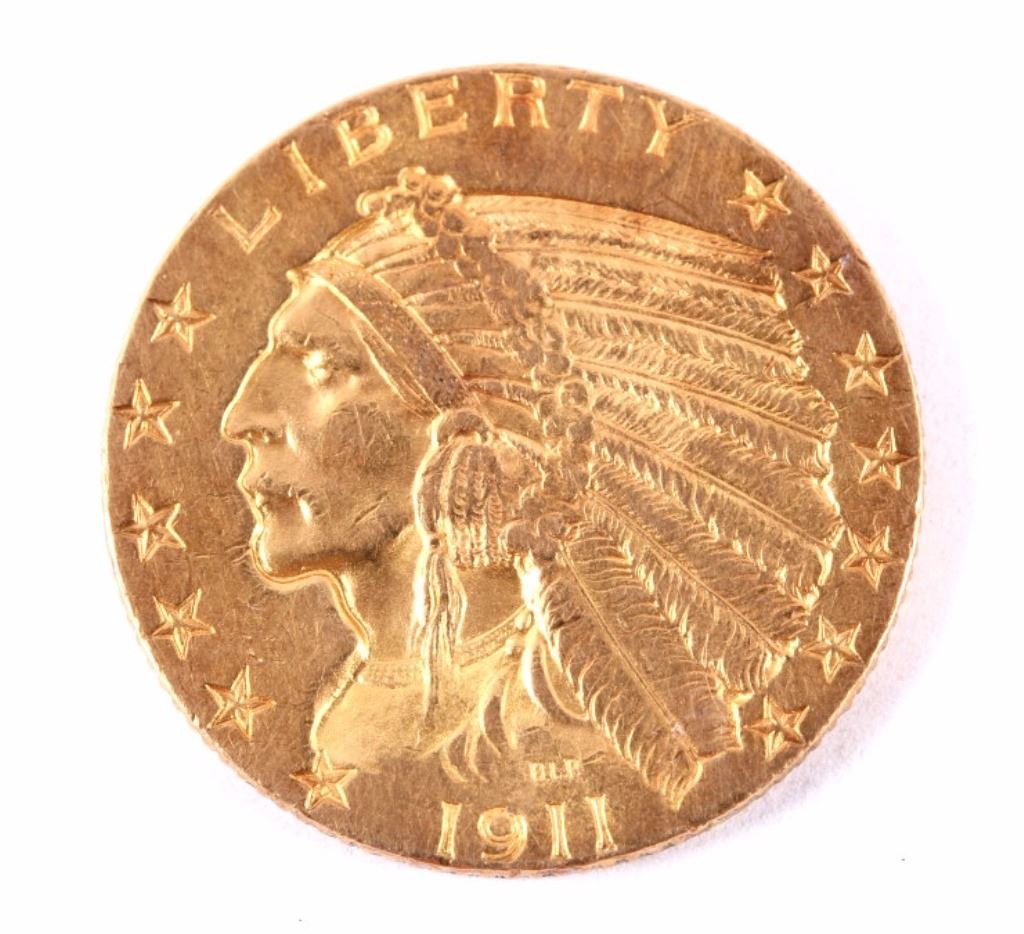 1911 Liberty Indian Head Five Dollar Gold Coin $5