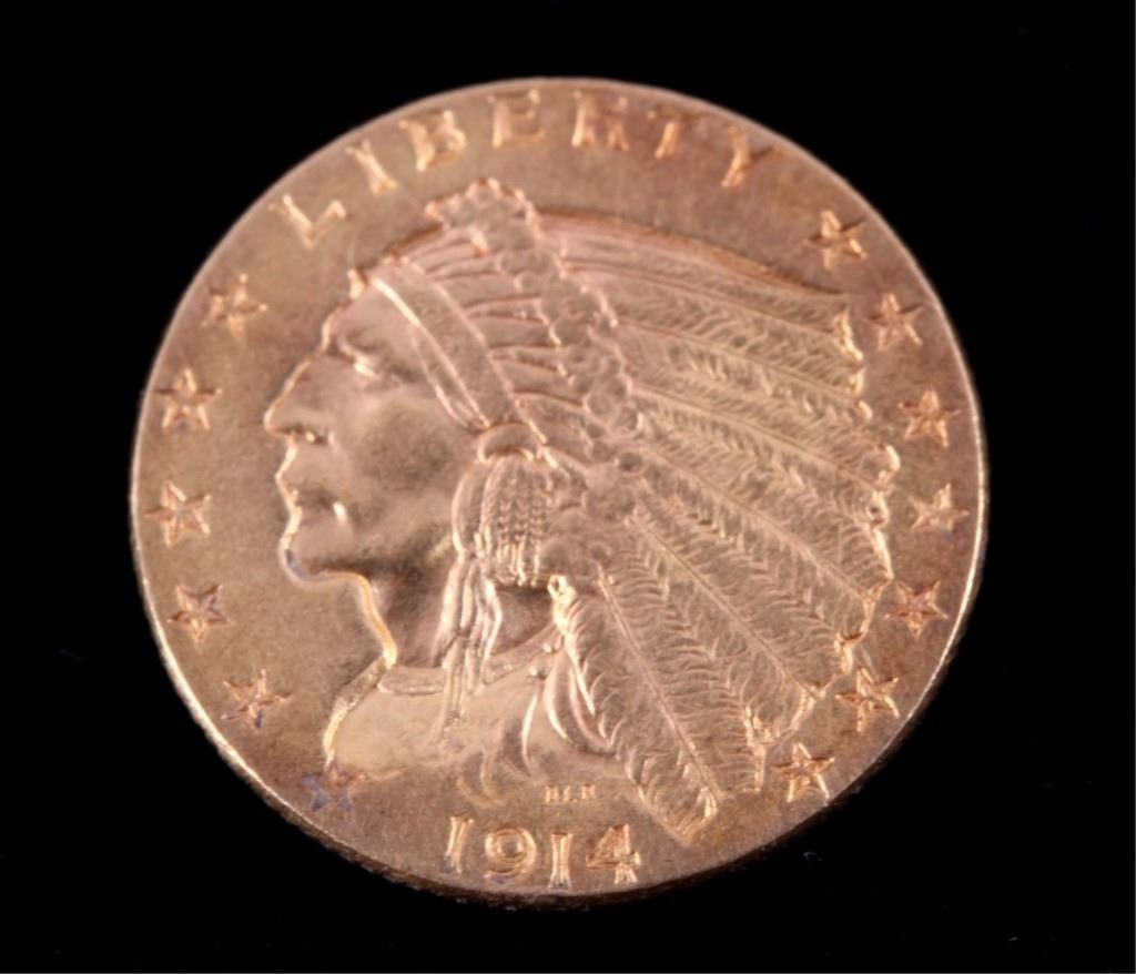 1914 Liberty Indian Head $2.5 Gold Coin