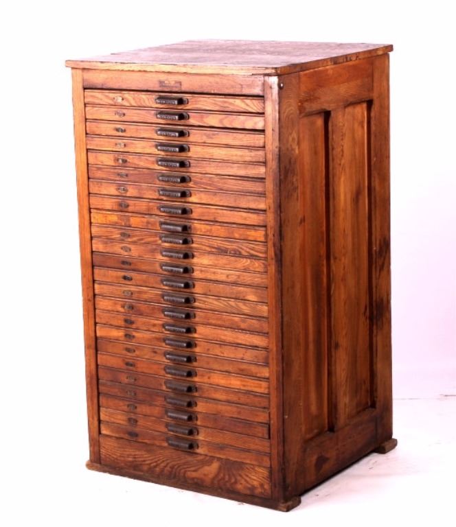 Antique Hamilton Type Set File Cabinet