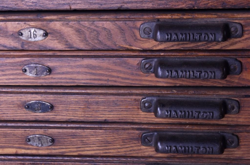 Antique Hamilton Type Set File Cabinet