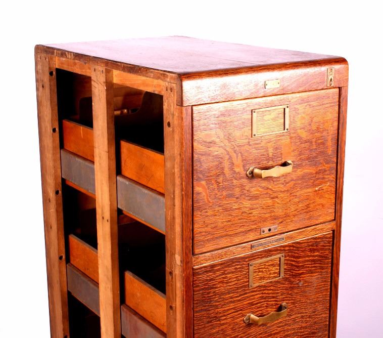 Antique Raised Panel Solid Oak File Cabinet