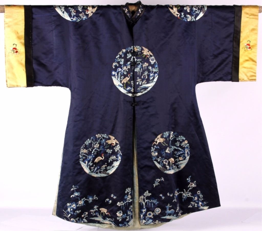 Antique Chinese Kesi Crane Silk Robe