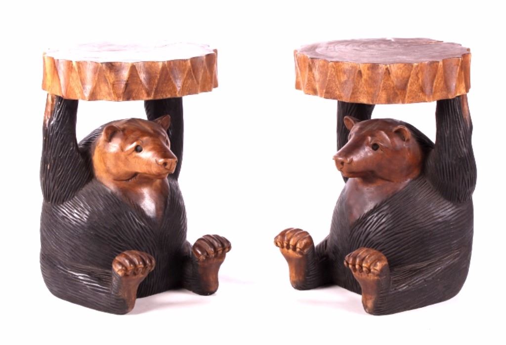 Carved Wooden Bear Stools