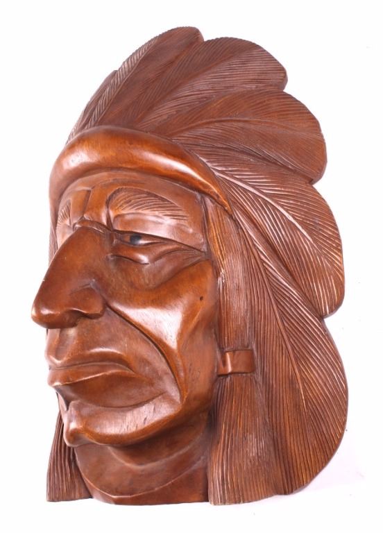 Carved Wooden Indian Head