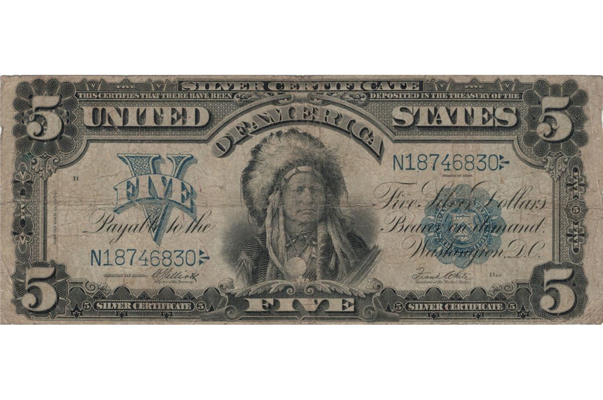 1899 $5 Dollar Large Silver Certificate Chief Indian Note