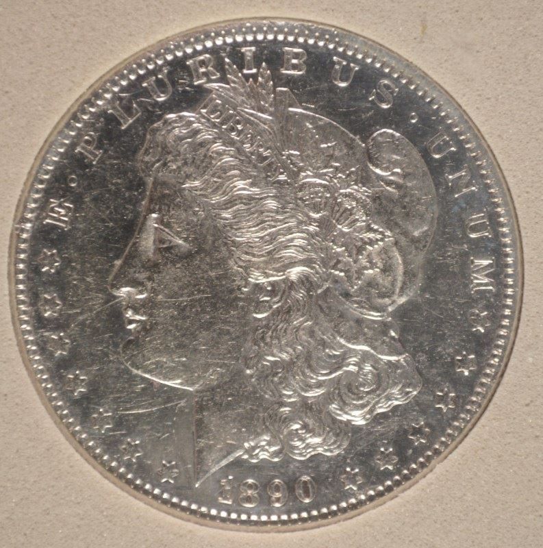 1890-S MORGAN SILVER DOLLAR, NUMISMATIC COIN GRADERS, CHOICE BU DMPL