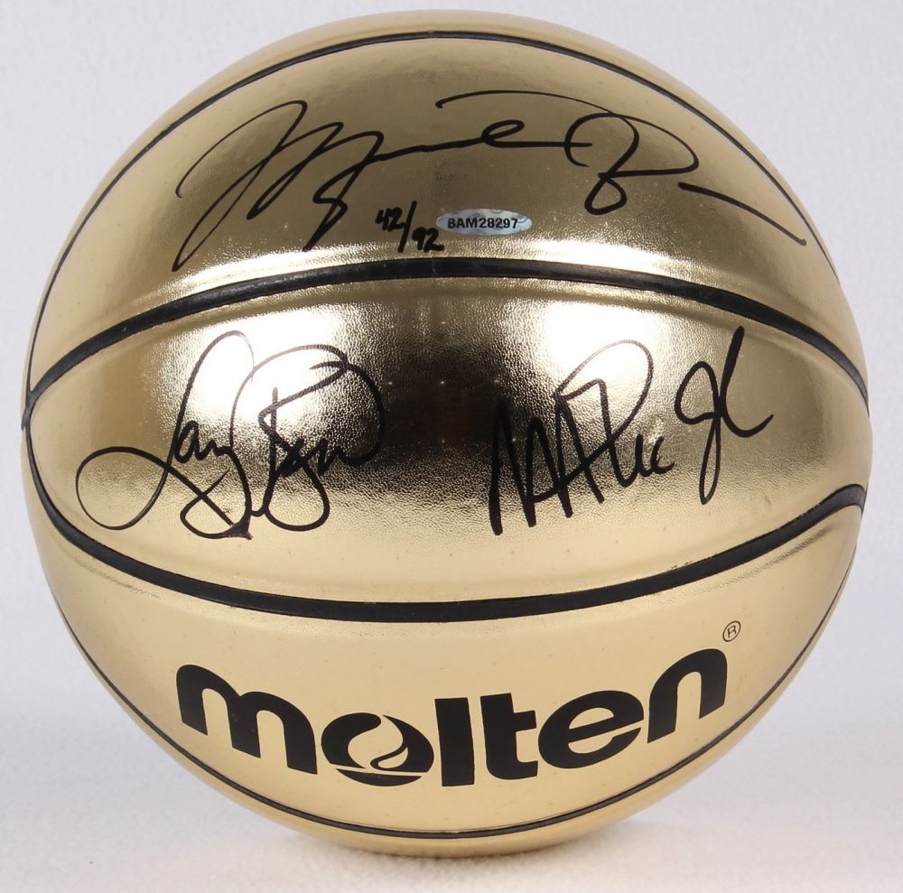 Michael Jordan, Larry Bird & Magic Johnson Signed LE Molten Gold ...